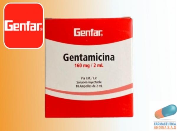 GENTAMICINA 160 MG CJX 10 AMP GENFAR