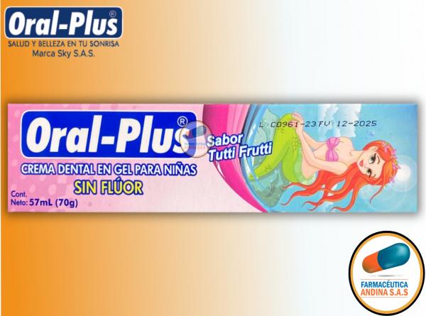 CREMA DENTAL SABOR TUTI FRUTI TUBO X 70 GR NIÑAS ORAL PLUS