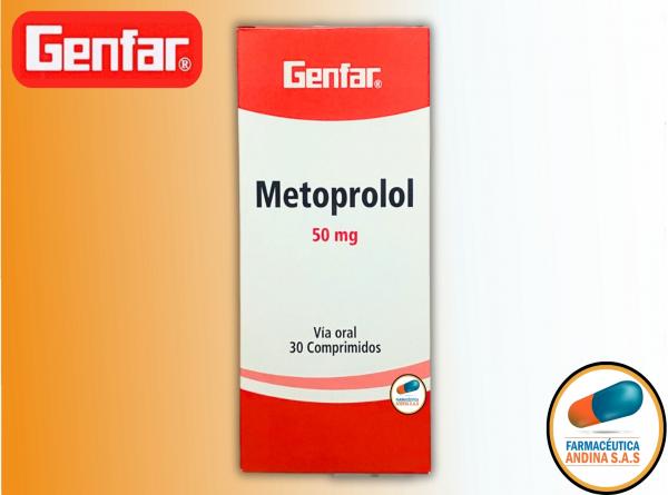 METOPROLOL 50 MG CAJA X 30 TABLETAS GENFAR