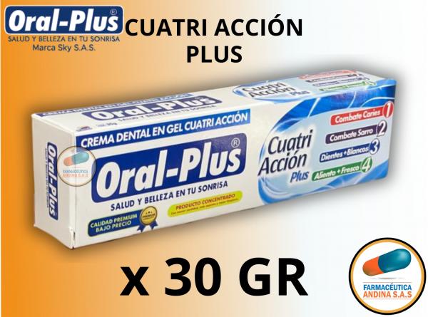 CREMA DENTAL CUATRI ACCION PLUS TUBO X 30 GR ORAL PLUS