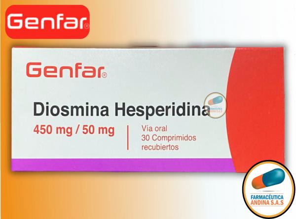 DIOSMINA HESPERIDINA 450/50MG CAJA X 30 TABLETAS GENFAR