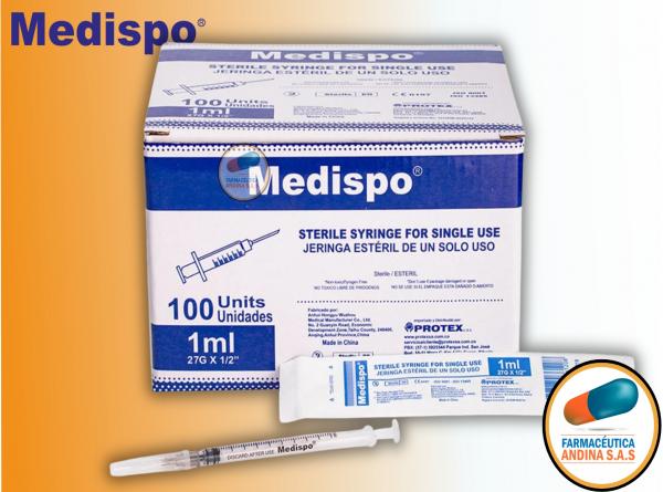 JERINGA 1 ML AGUJA 27 G / 1/2 X UNIDAD MEDISPO