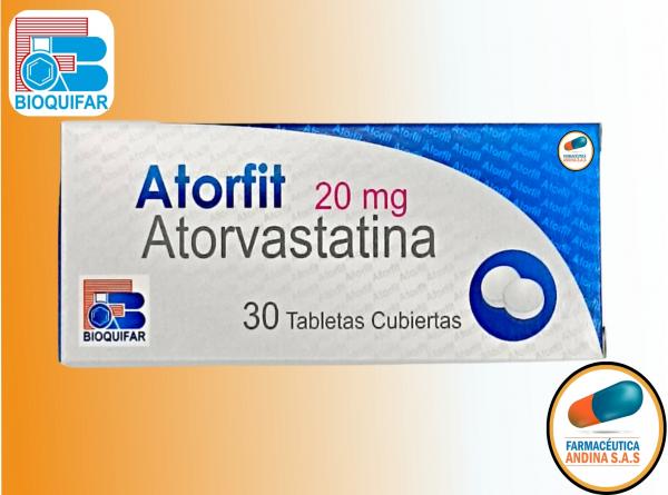 ATORVASTATINA ATORFIT 20 MG CJA x 30 TABLETAS BIOQUIFAR