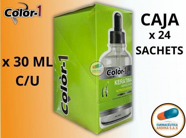 TRATAMIENTO CAPILAR CON KERATINA CAJA X 24 SACHETS X 30 ML COLOR 1 INTERBEL