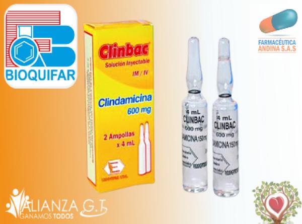 CLINDAMICINA 600MG CAJA X 2 AMP CLINBAC