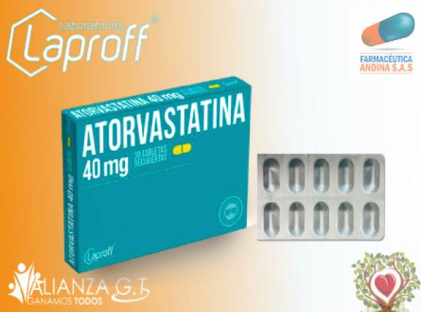 ATORVASTATINA 40 MG CAJA X 30 TAB LAPROFF