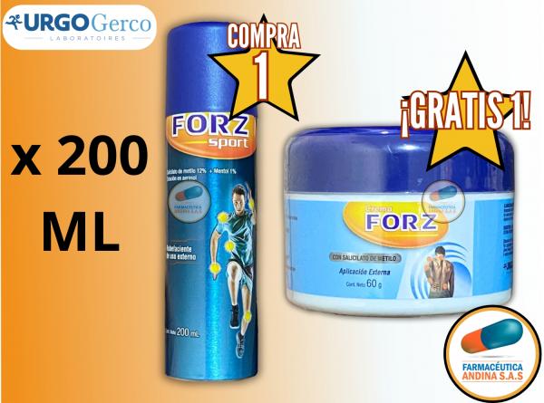 LINIMENTO FORZ SPORT SPRAY X 200 ML GRATIS CREMA FORZ POTE 60 GR GERCO