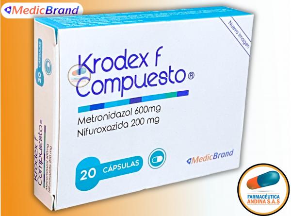 METRONIDAZOL 600 MG + NIFUROXANIDA 200 MG CAJA X 20 CAPSULAS (KRODEX F ...