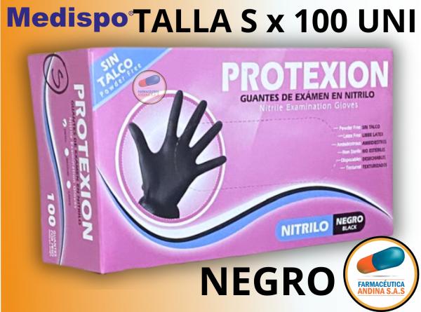 GUANTE NITRILO PROTEXION TALLA S NEGRO CAJA X 100 UNIDADES MEDISPO