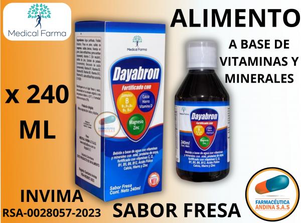 DAYABRON (ALIMENTO VITAMINICO JARABE SABOR FRESA) FRASCO X 240 ML MEDICAL FARMA