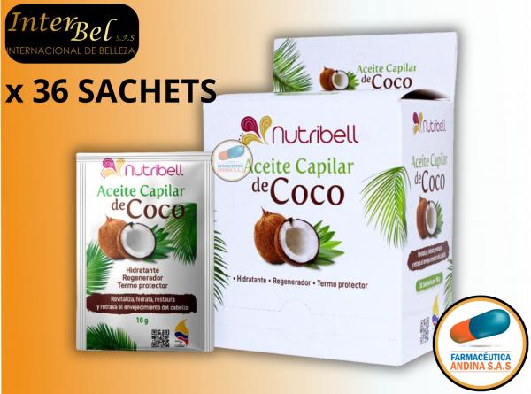 ACEITE DE COCO CAPILAR CAJA X 36 SACHETS X 10 ML NUTRIBELL INTERBEL