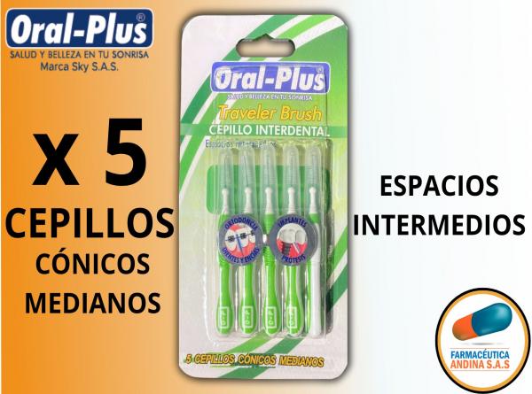 CEPILLO INTERDENTAL ESPACIOS/INTERMEDIOS PROTESIS PAQUETE X 5 CEPILLOS ...