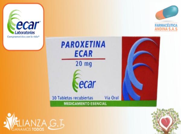 PAROXETINA 20 MG X 30 TABLETAS