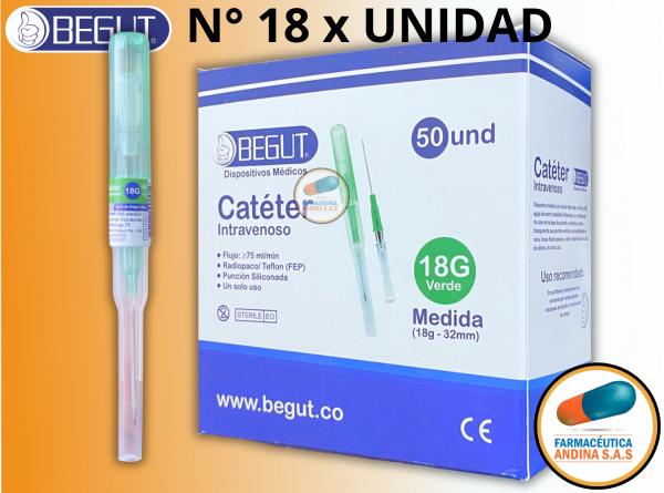 CATETER INTRAVENOSO No 18 X UNIDAD BEGUT