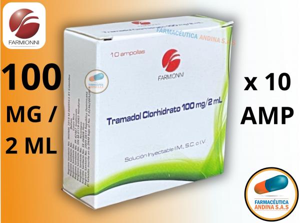 TRAMADOL 100 MG / 2 ML CAJA X 10 AMPOLLAS FARMIONI