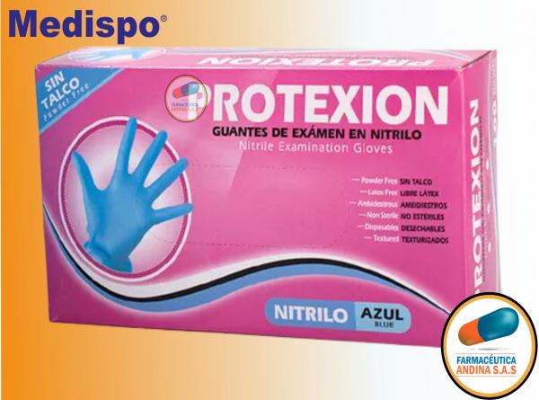 GUANTE NITRILO PROTEXION TALLA M AZUL CAJA X 100 UNIDADES MEDISPO