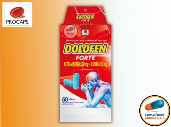 ACETAMINOFEN 500 MG + CAFEINA 50 MG CAJA X 60 TABLETAS (DOLOFEN FORTE ...