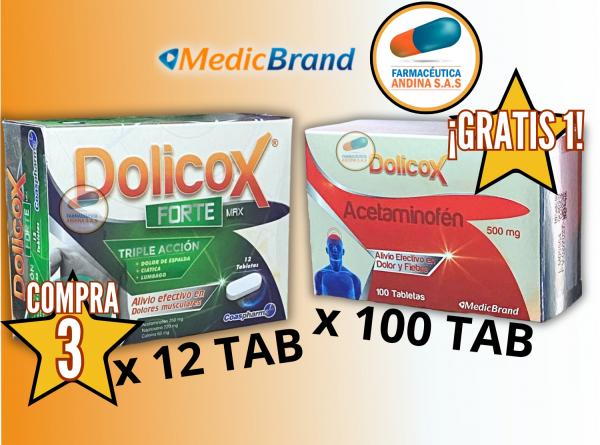ACETAMINOFEN+NAPROXENO+CAFEINA CJX 12 TAB (DOLICOX FORTE MAX) MEDICBRAND
